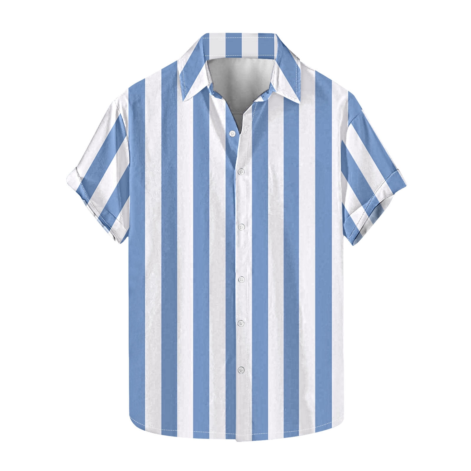 Lmnyox Mens Button Down Shirt Short Sleeve Collared Striped Shirt ...