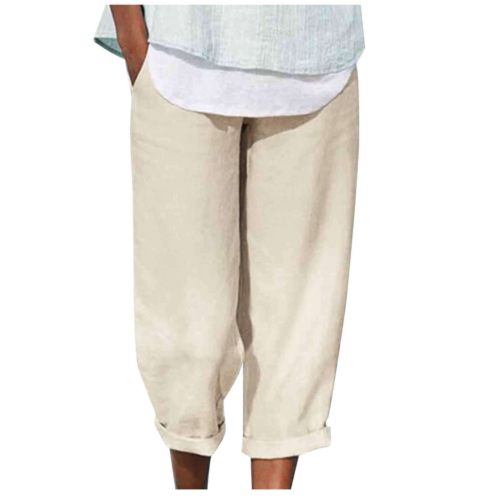 Lmnyox Wide Leg Capris for Women Summer Elastic Waist Drawstring Capri ...