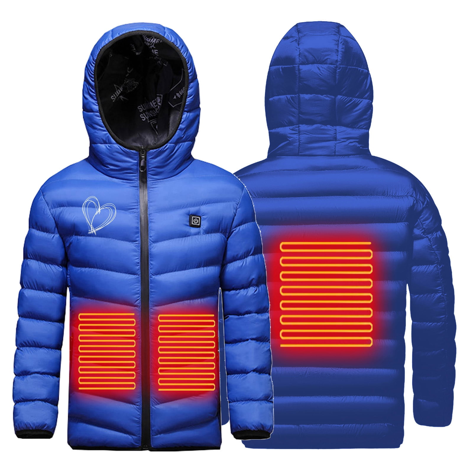 Lmnyox Winter Heated Jacket for Kids Zipper Up Hooded Thermal Coat with ...