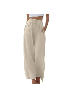 Dyegold Capris For Women Casual Summer Cotton Linen Cropped Pants Elastic Waist Drawstring Plus ...