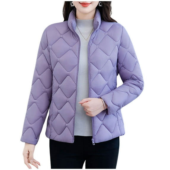 Lmnyox Women's Quilted Jacket Lightweight Long Sleeve Zip Up Puffer ...