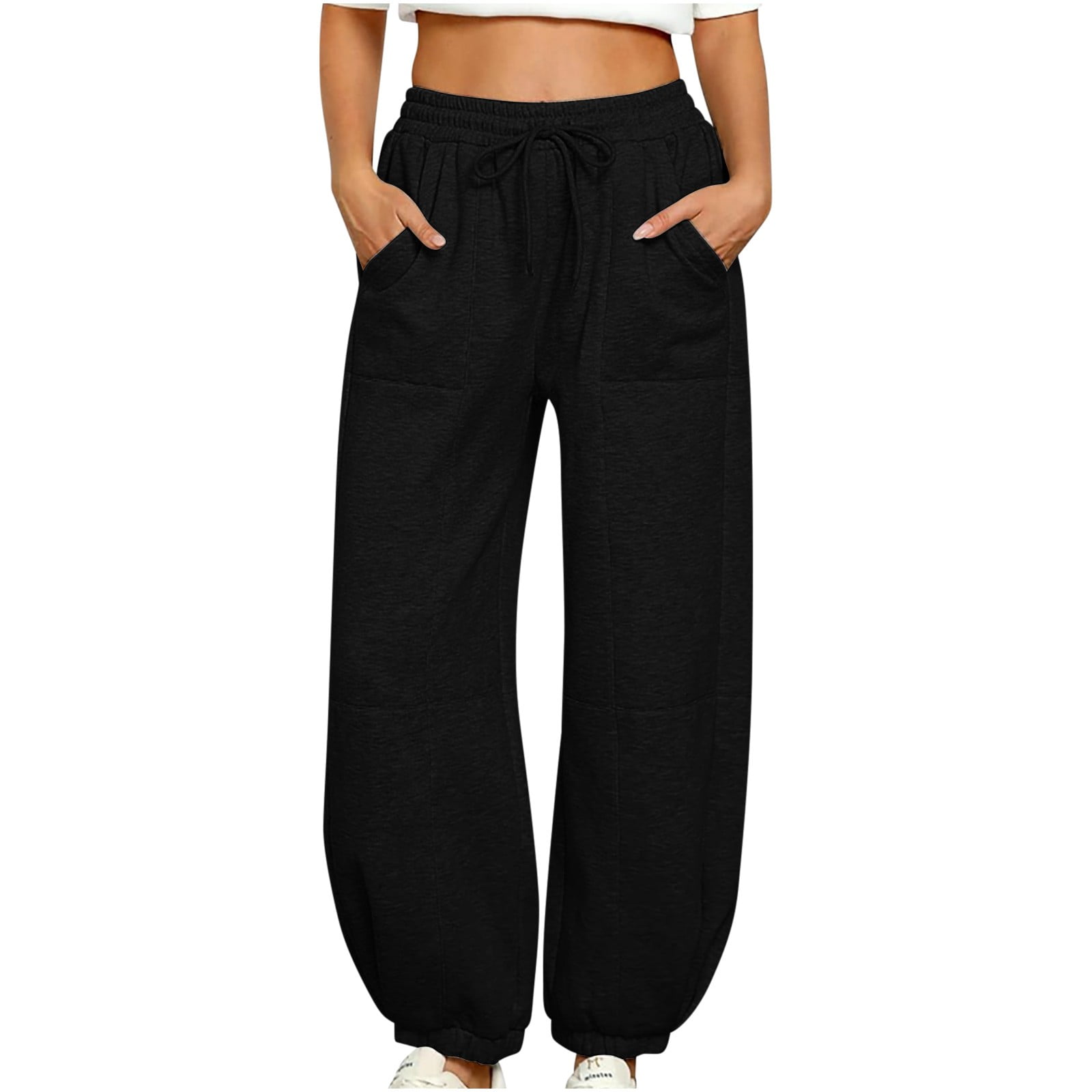 Lmnyox Women's Wide Leg Sweatpants High Waist Drawstring Workout Pants ...