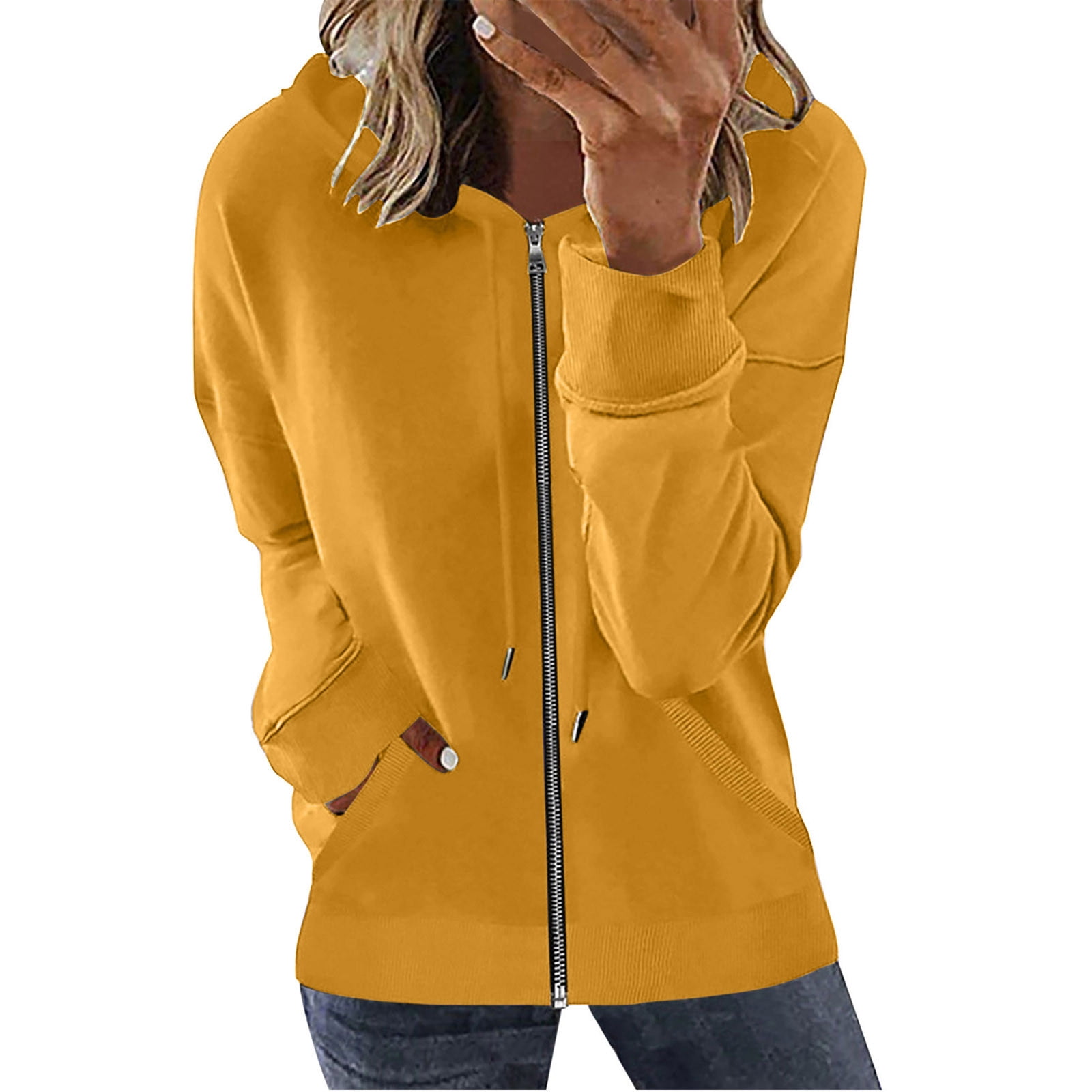 Lmnyox Zipper Up Hoodies for Women Casual Long Sleeve Hooded ...