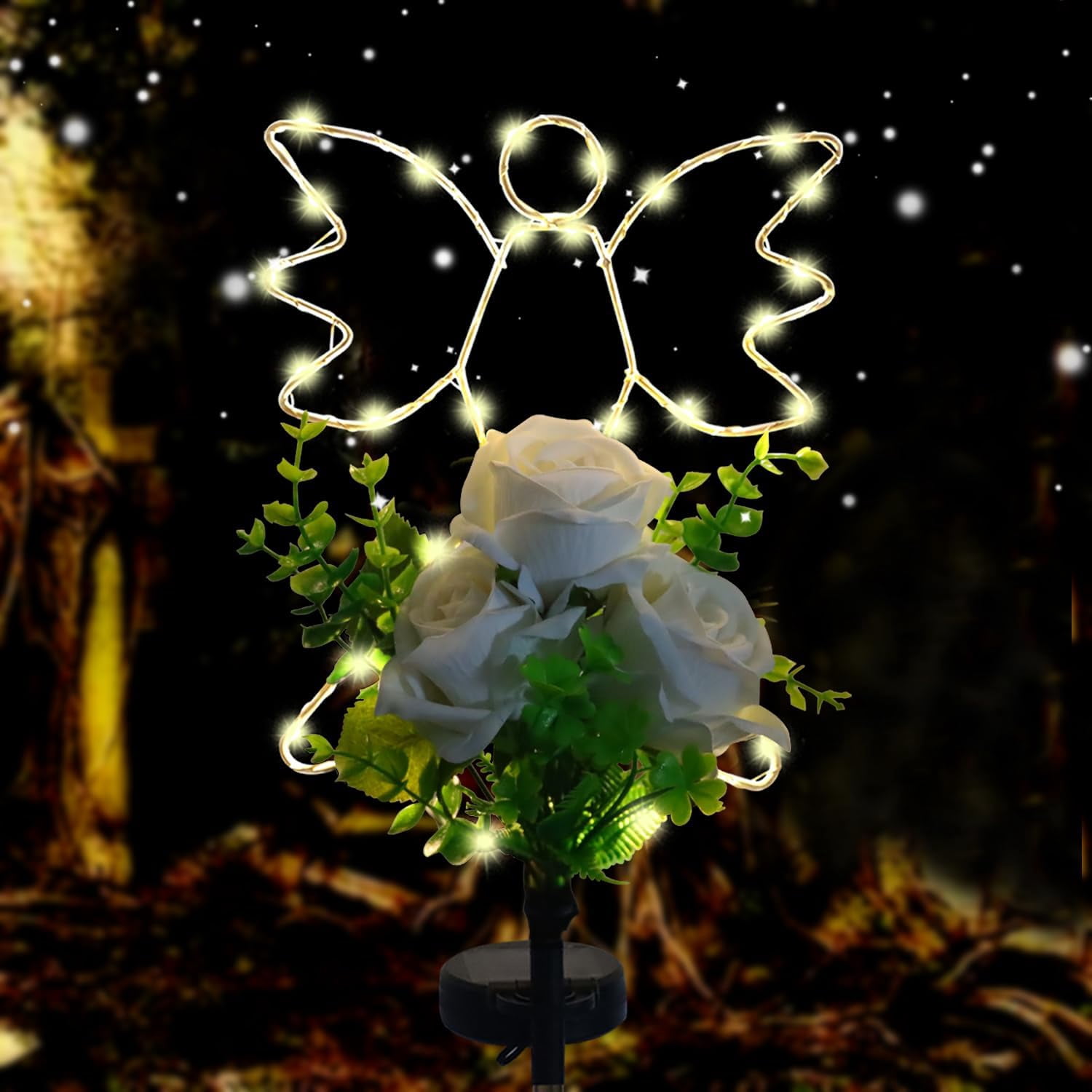 Lmtcos Solar Angel Lights for Cemetery Grave Decorations, Waterproof ...