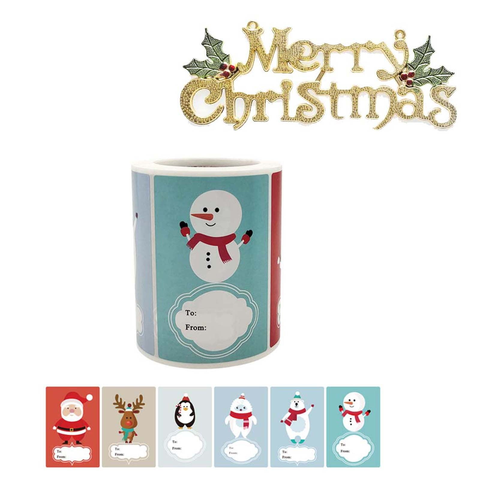 Lmueinov Christmas Self Adhesive Gift Tag Stickers Santa SnowmenTree ...