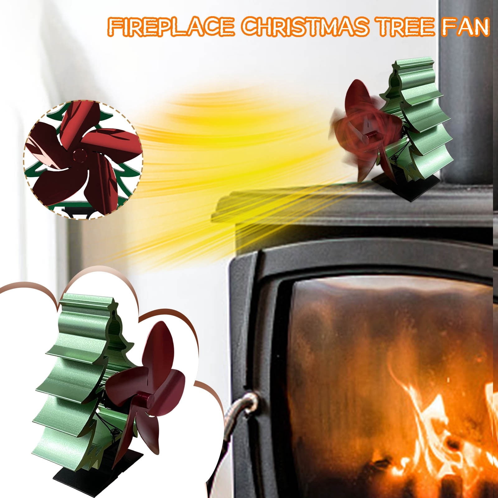 Lmueinov Christmas Tree Fireplace Fan Thermal Power Fan Thermal Power 5 ...