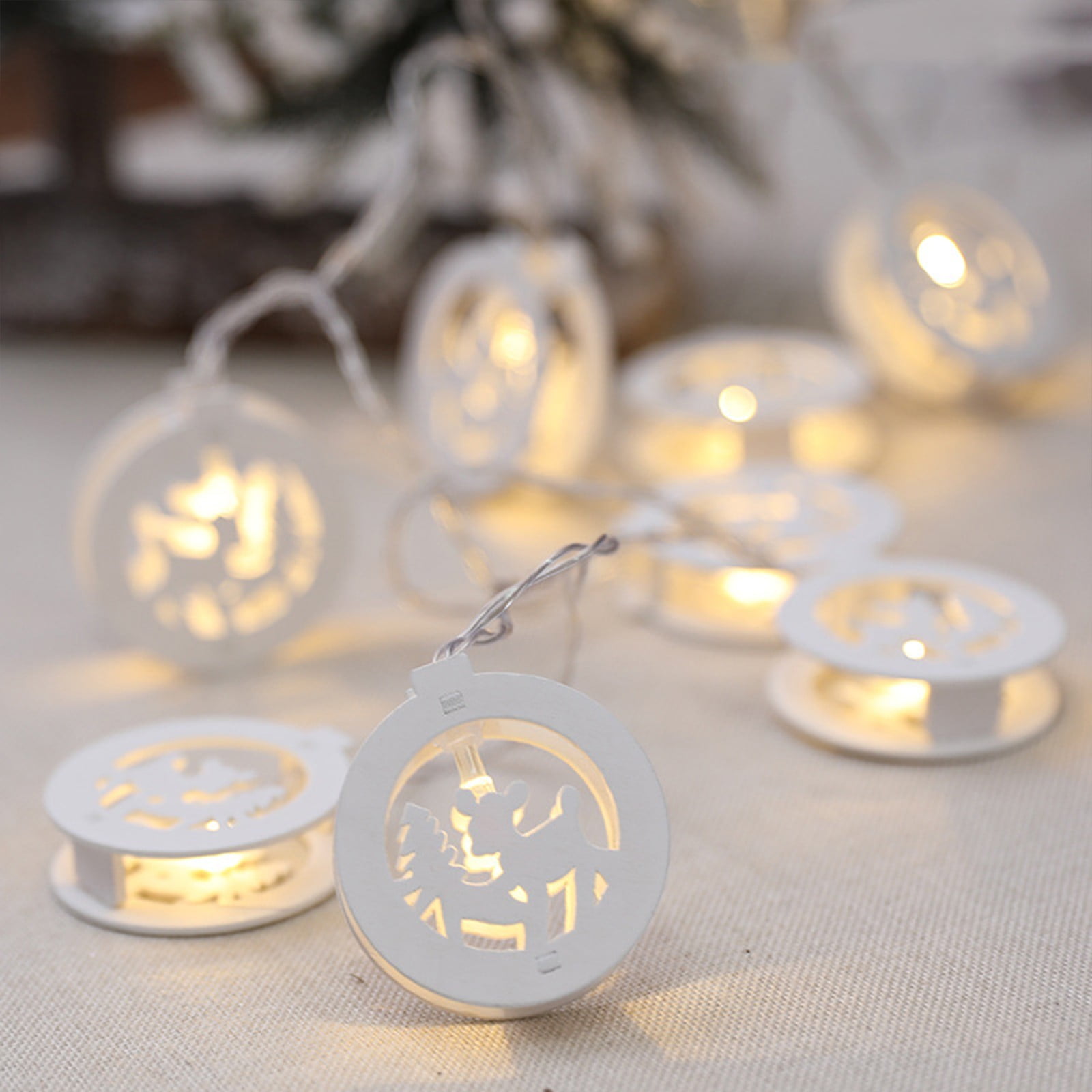 Lmueinov Christmas Wooden LED Snowflake Lights Hollowed-out Small House ...