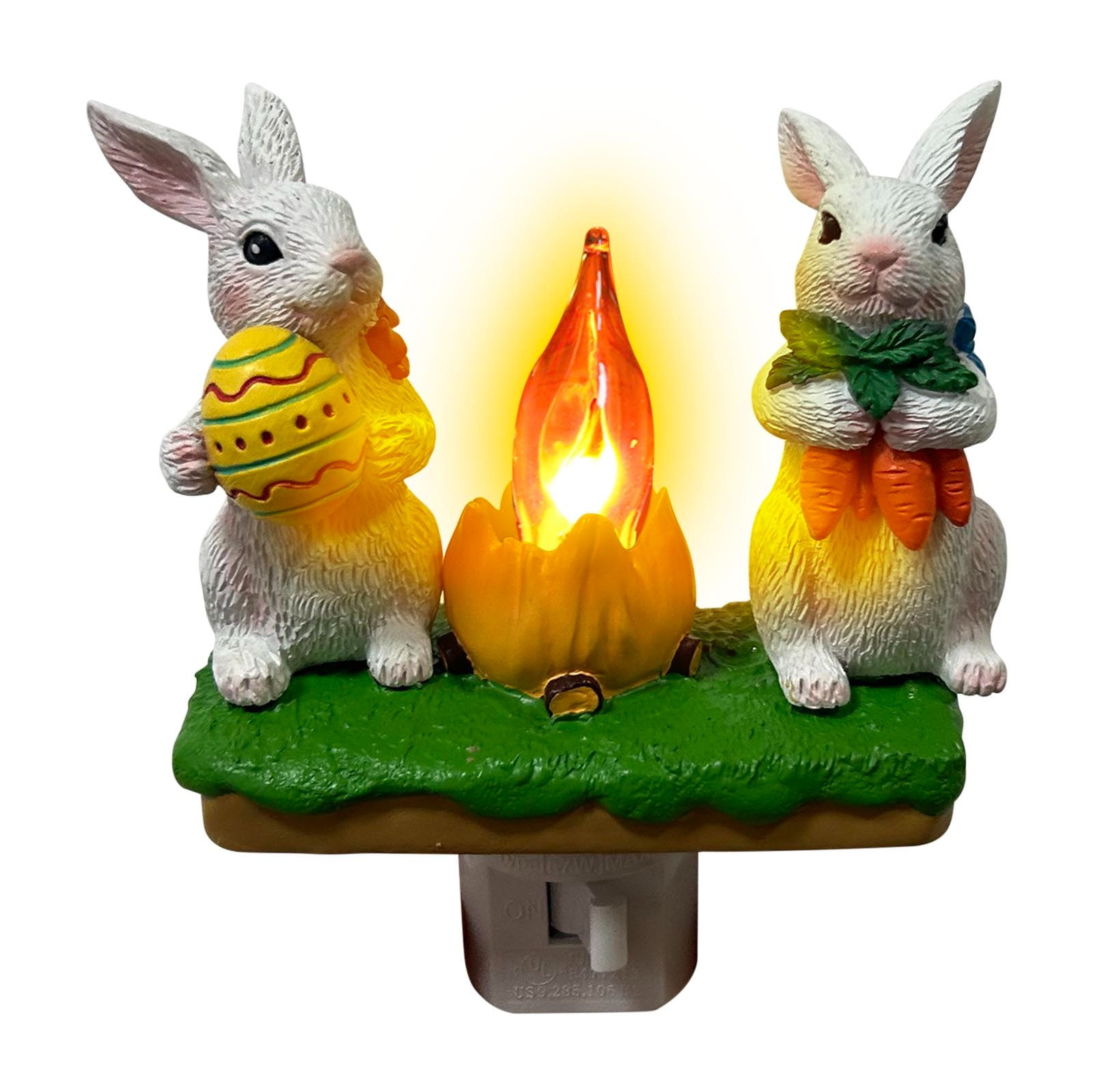 Lmueinov Easter Decoration Bunny Bonfire Flashing Night Light Socket ...