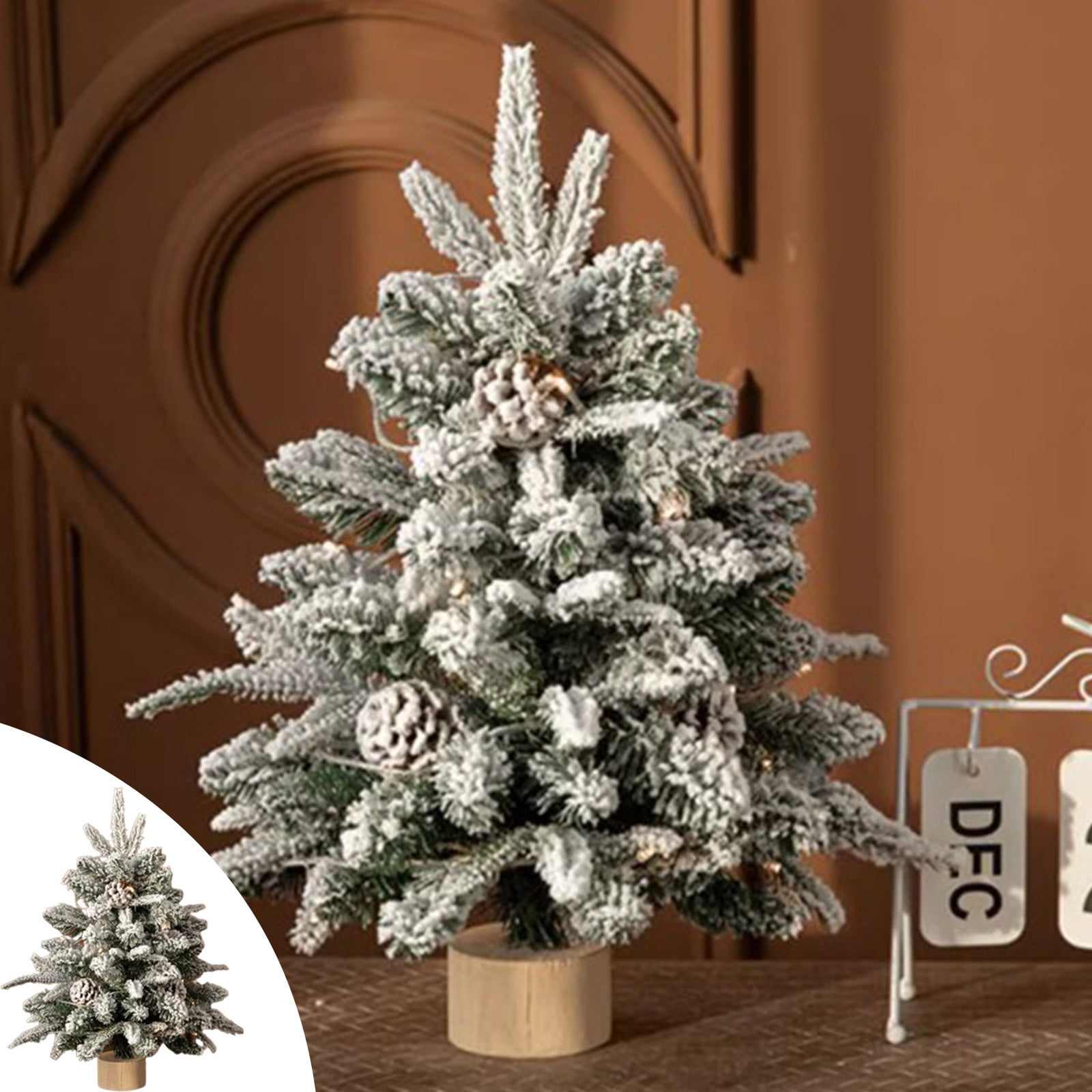 Lmueinov Tabletop Mini Christmas Tree, Snow Christmas Tree, Miniature ...