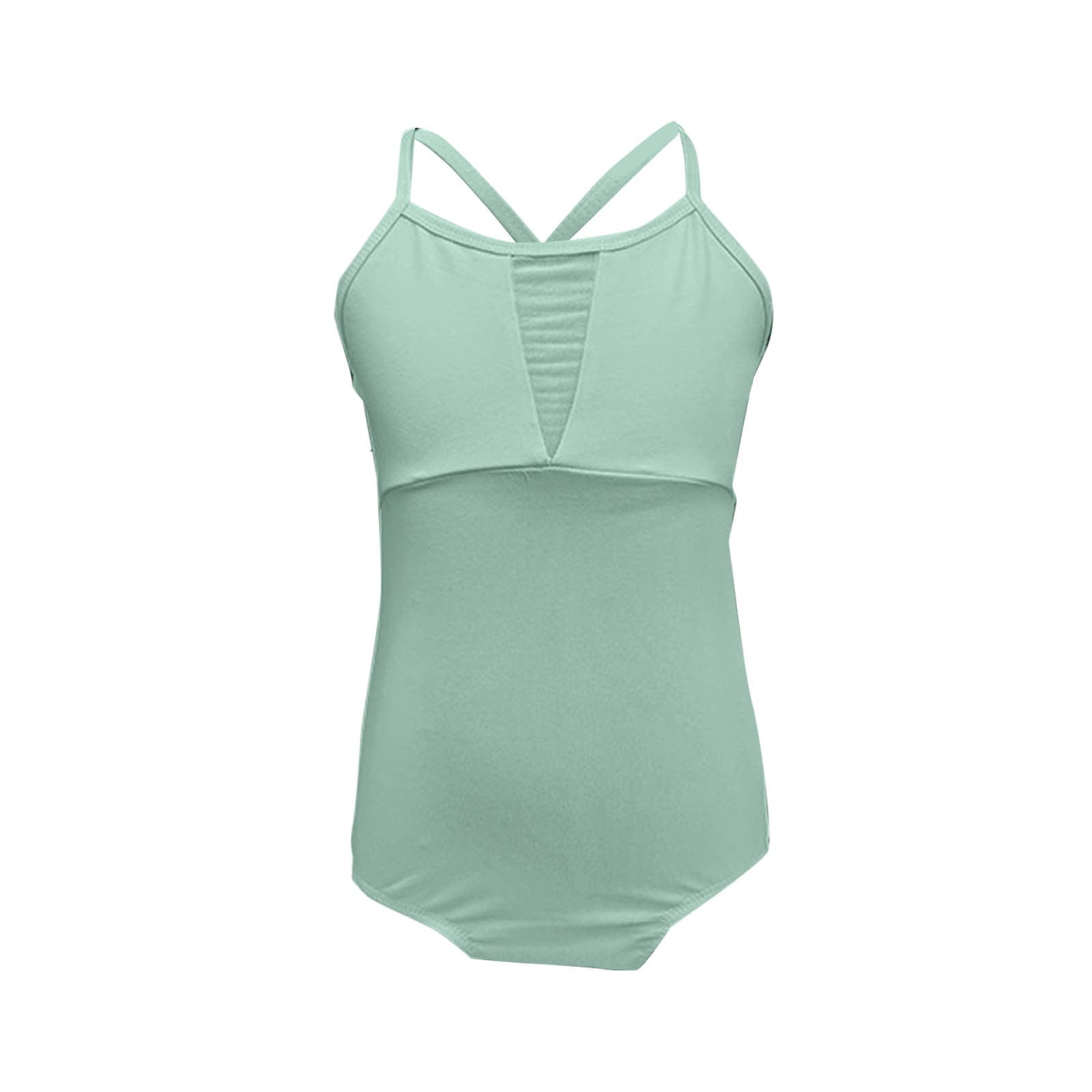 Lndajk 3-16Y Children's Cross-Back Mesh-Inset Leotard with V-Neck ...