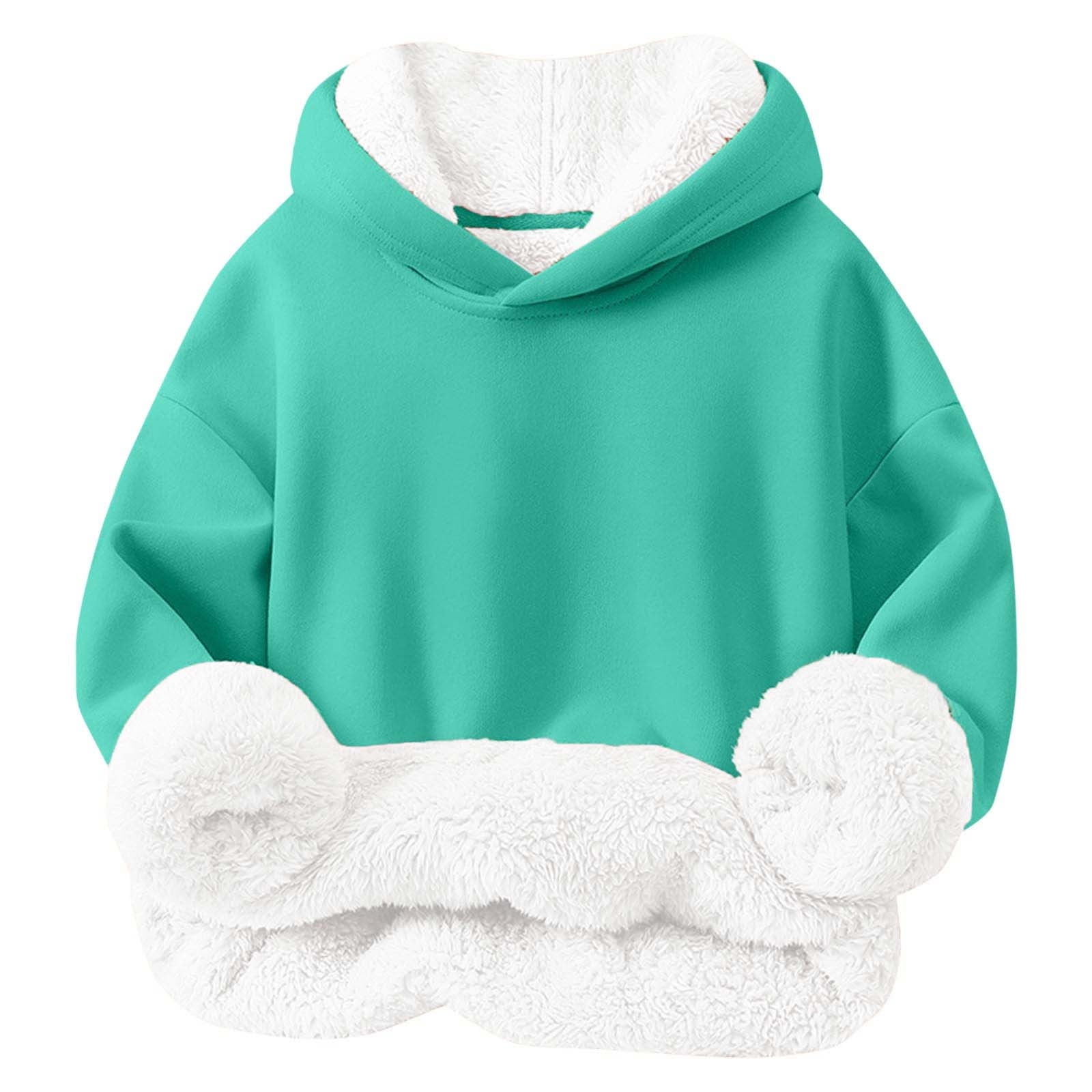 Lndajk Big Girl Fleece Lined Hoodie PomPom Detail Long Sleeve ...