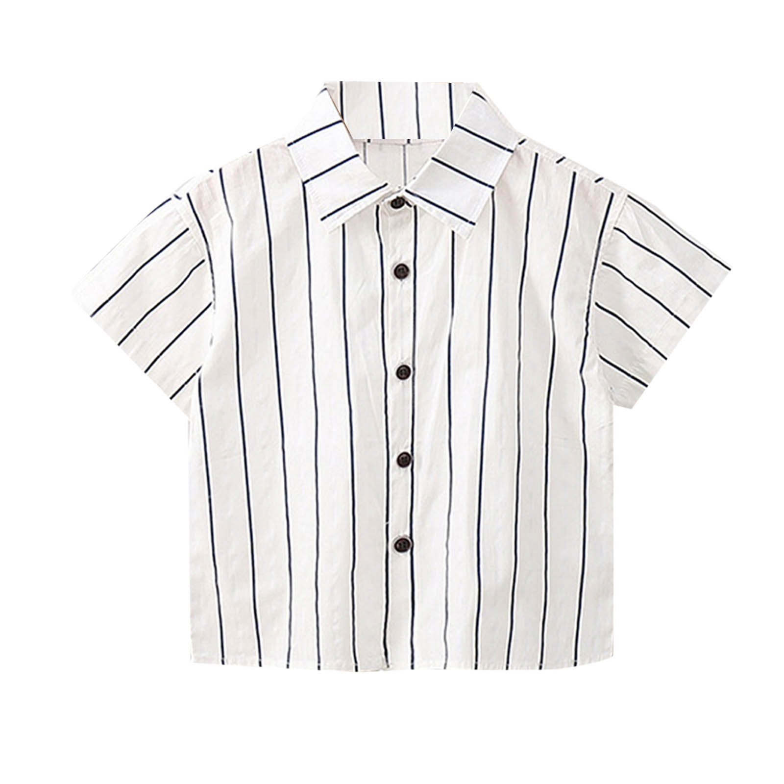 Lndajk Toddler Kids Short Sleeve Shirt Collar Neck Vertical Stripe ...