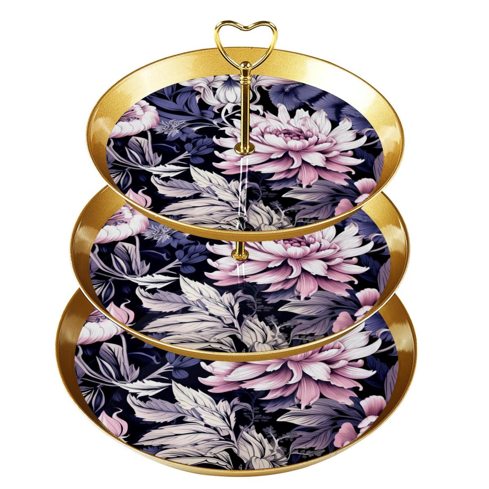 Lnk plants 32cm Plastic Discs Iron Pillar Earring Holder with 3 Plates ...