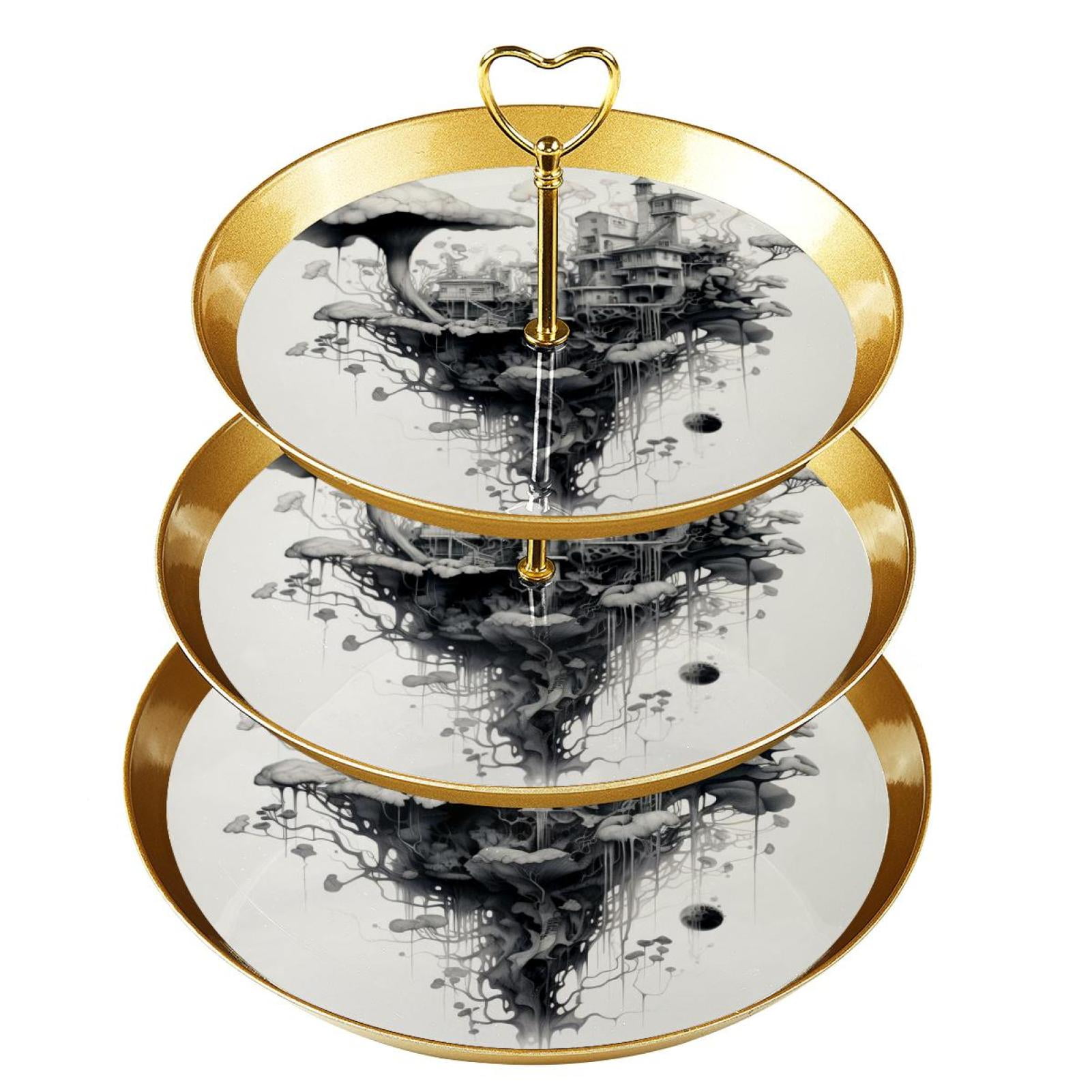 Lnk plants Modern Plastic Dessert Table Tray Stand with Iron Pillars ...