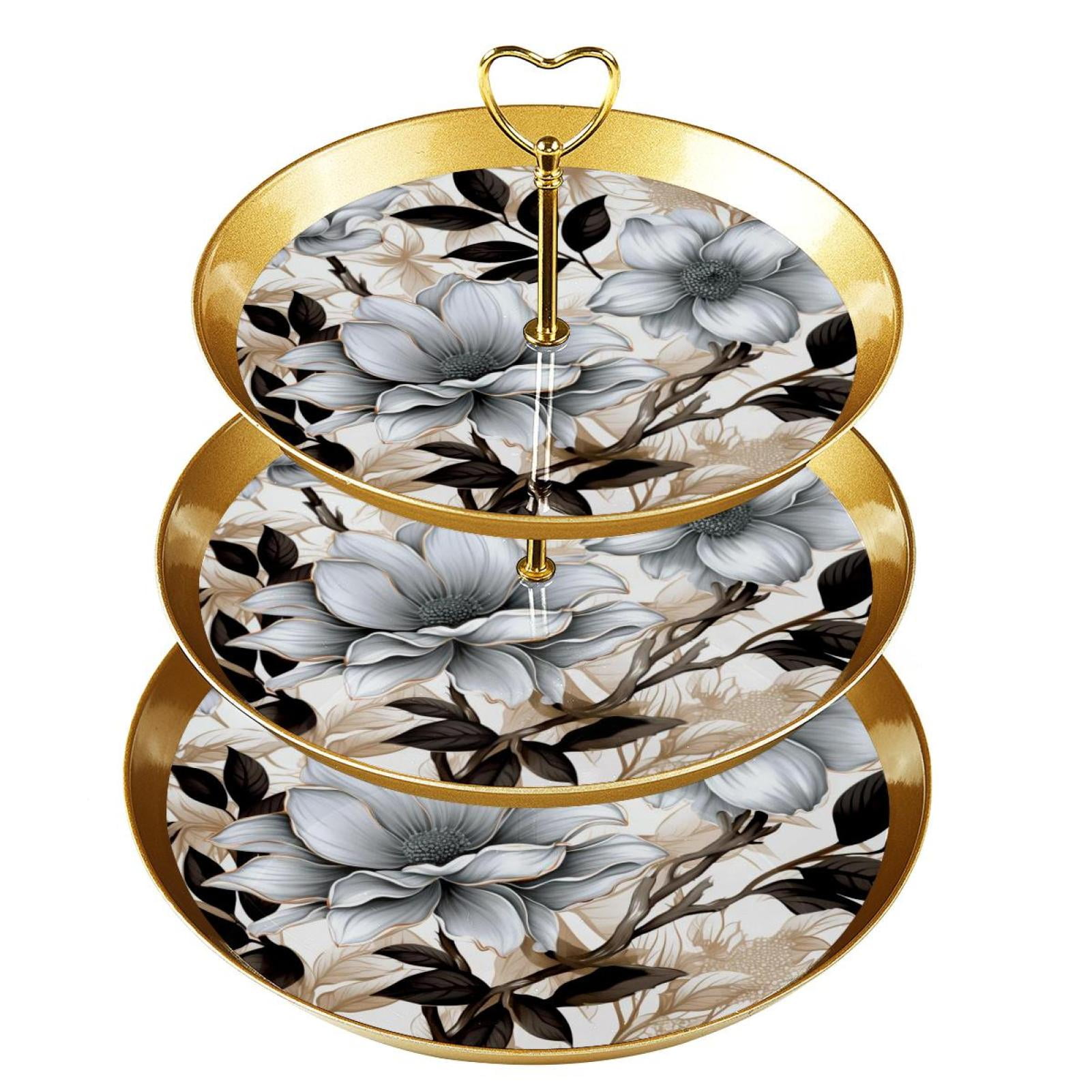 Lnk plants Modern Plastic Dessert Table Tray Stand with Iron Pillars ...