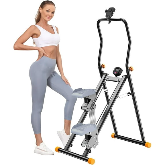Upgraded Stair Stepper with Resistance Bands, Foldable Vertical Climber ...