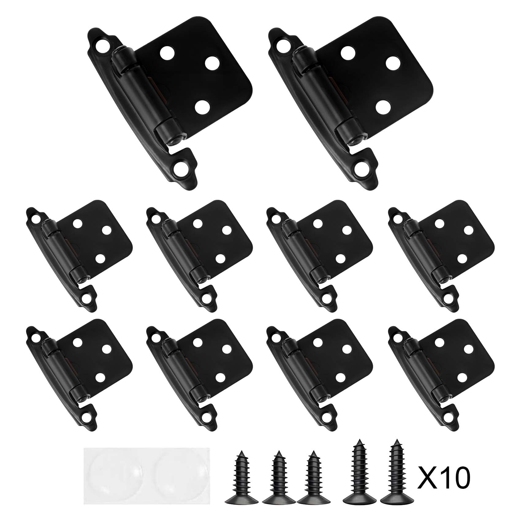 Lnrkai 10 pack 1/2" Overlay Cabinet Hinges, 5 Pairs Self Closing Matte ...