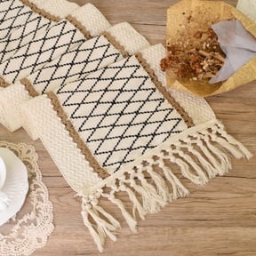 TETOU Boho Table Runner 12x72 Inch with Tassels Farmhouse Bohemian ...