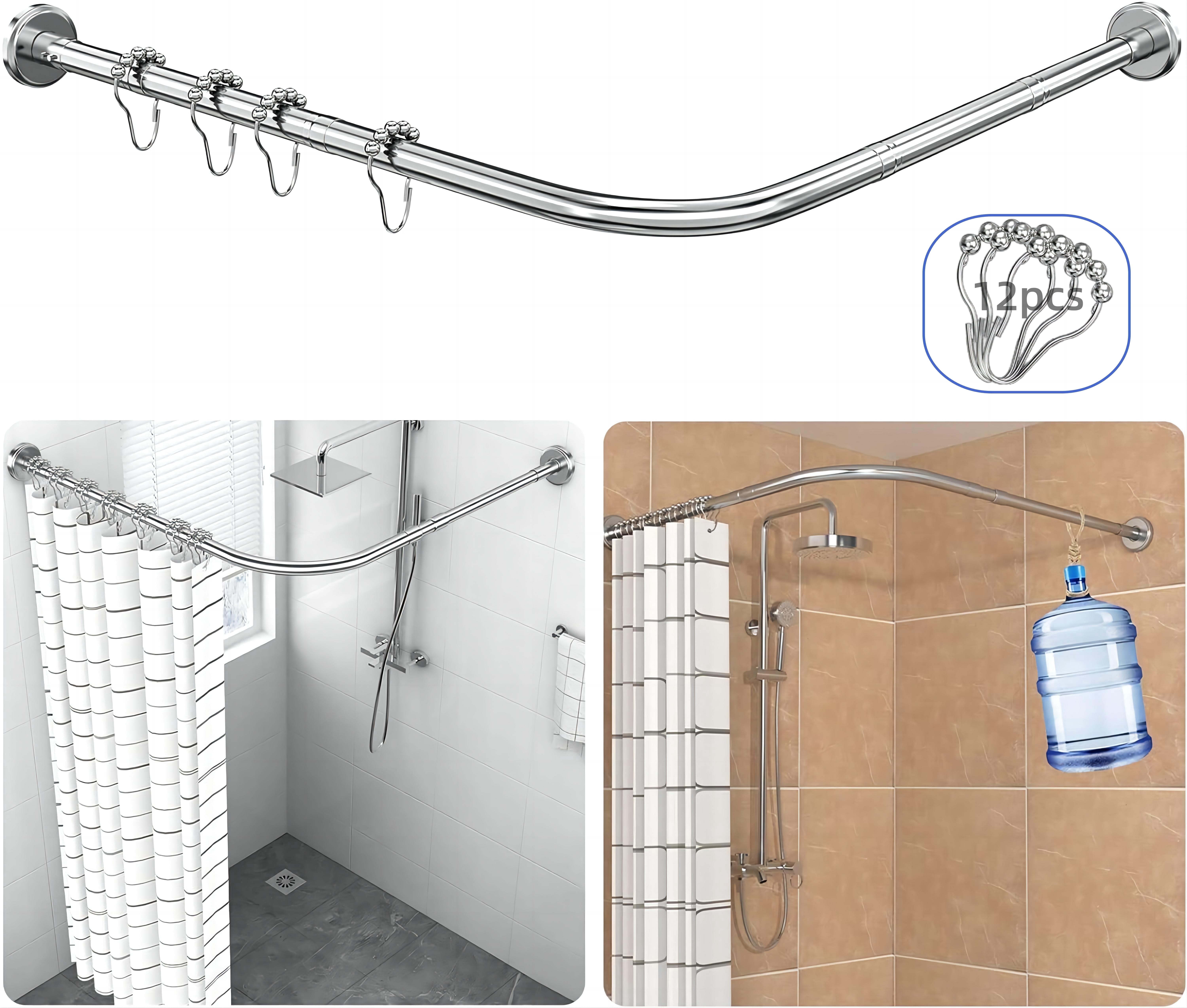 Lnrkai Corner Shower Curtain Rod, L Shaped Shower Curtain Rod for ...