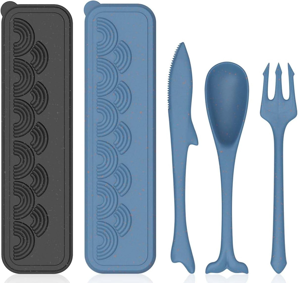 Lnrkai Travel Utensil Set with Case, 2 Sets Fish Shape Camping Utensils ...