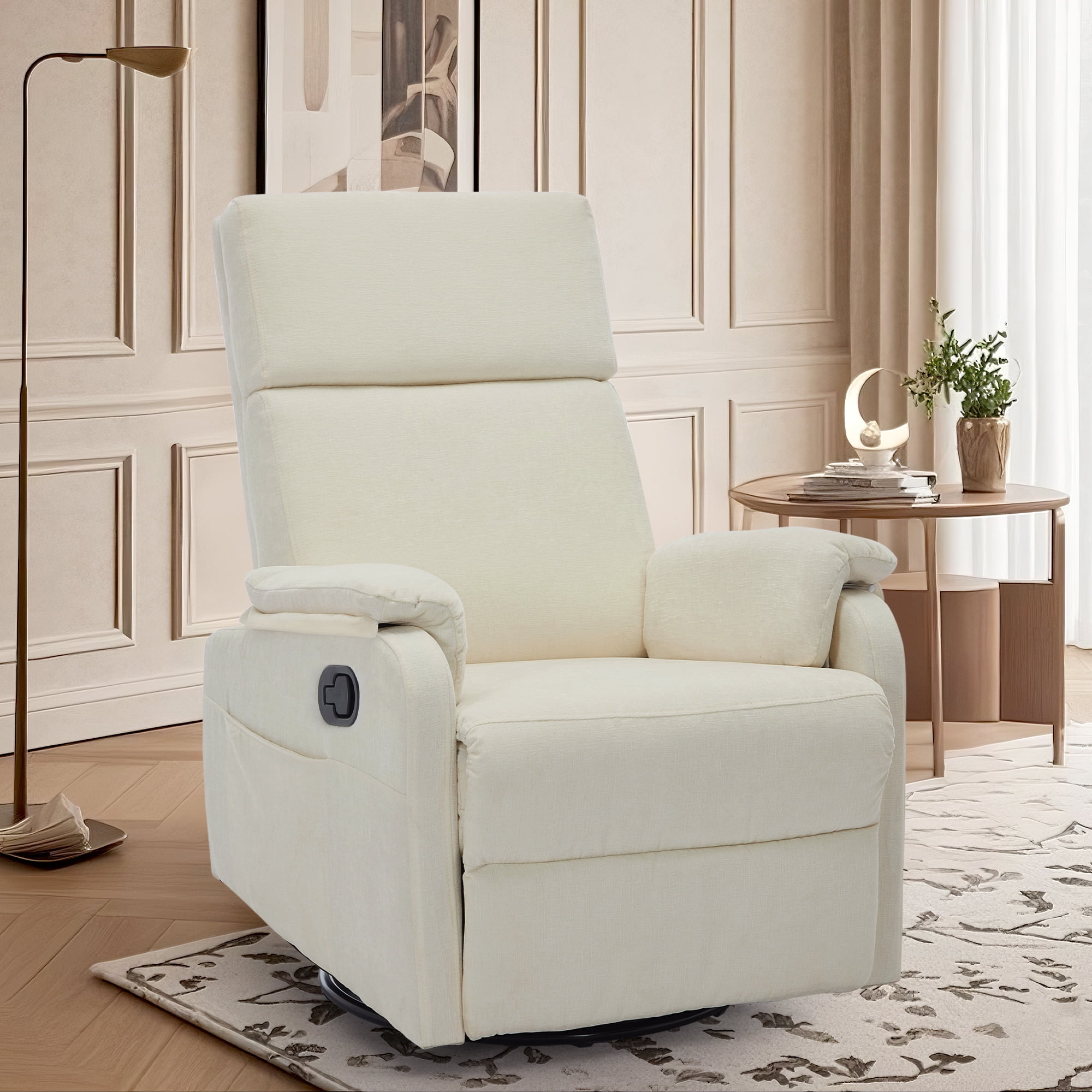 Lnsenfin Small Swivel Rocker Recliner Chair for Adults Chenille for ...