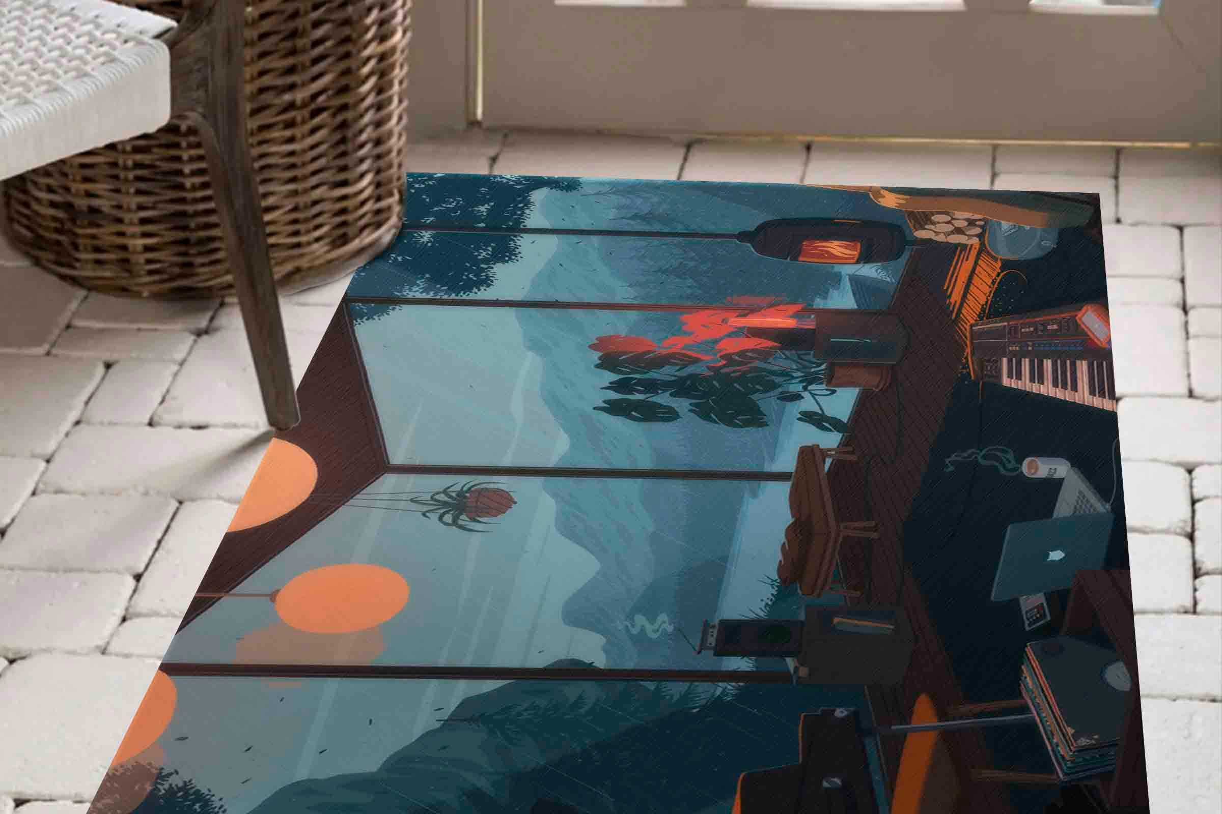 Lo-fi Style Anime Room Rugs, Office Rug, Cute Rugs, Modern Rug, Anime ...