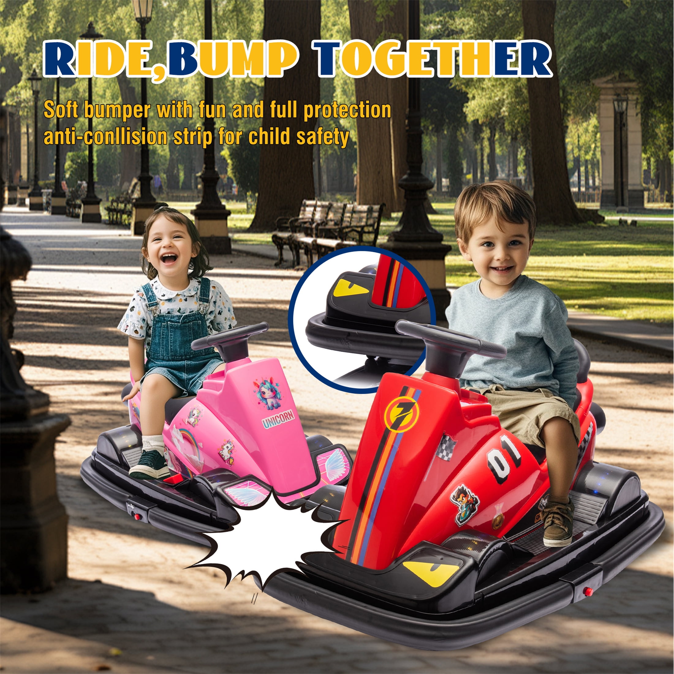 LoLado 12V Kids Ride On Motor Bumper Car with Integrating System ...