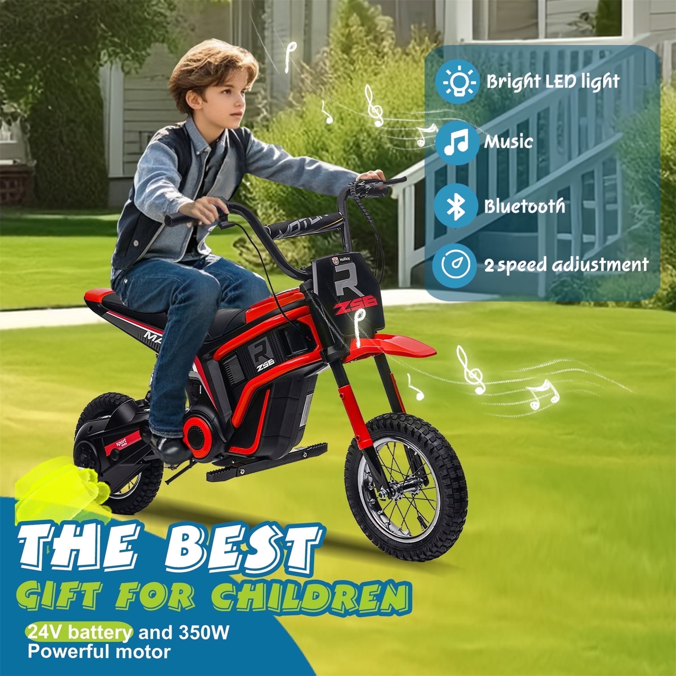 LoLado 24V 14Ah Kids Ride On Motorcycle, Electric Toy Motocross ...