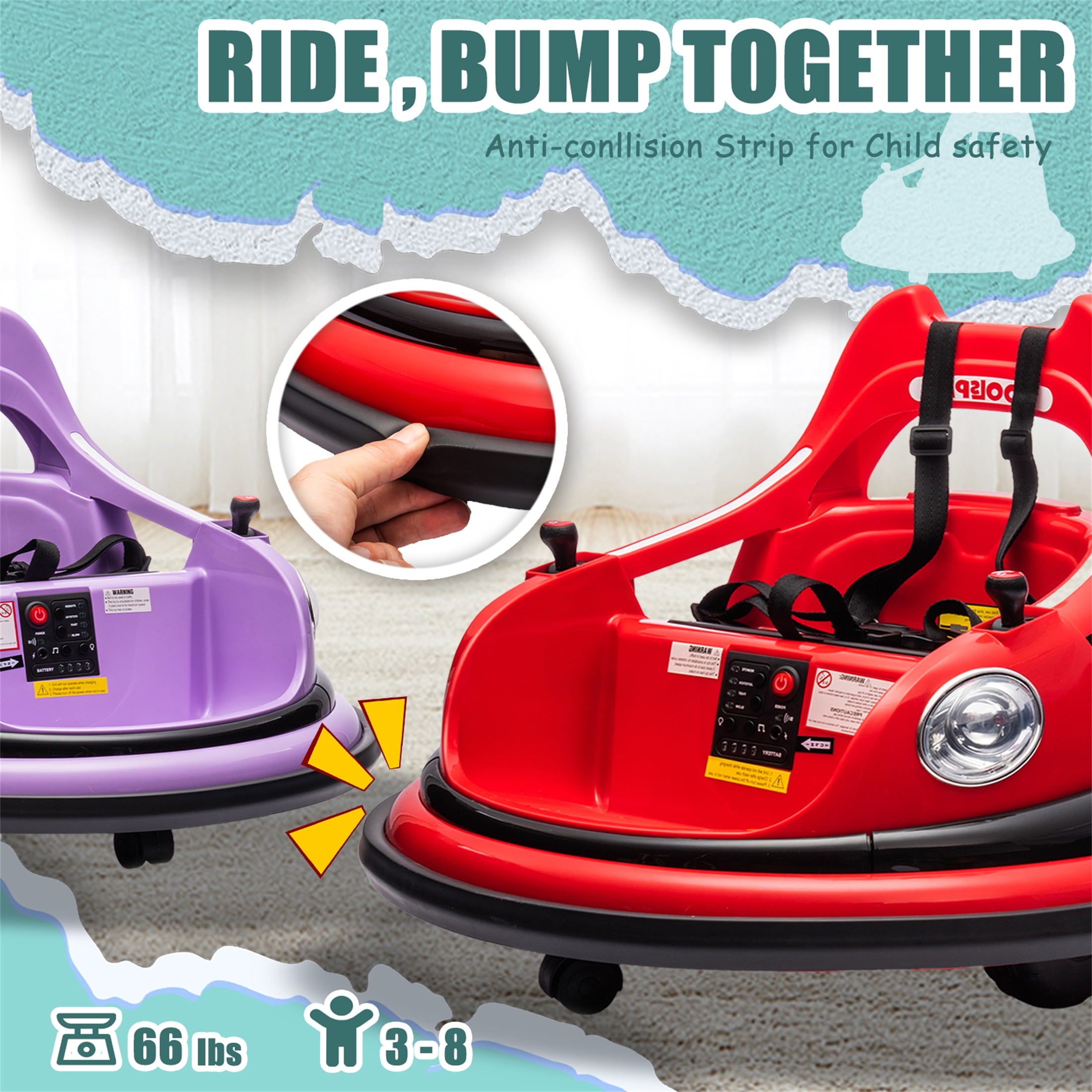 LoLado 2WD 12V Kid Ride on Bumper Car, Electric Toy Car with Remote ...