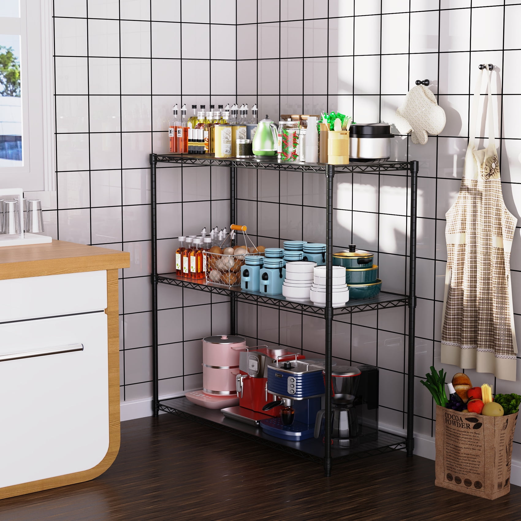 LoLado 3 Tier Wire Shelving Unit, 1050lbs NSF Height Adjustable Metal ...