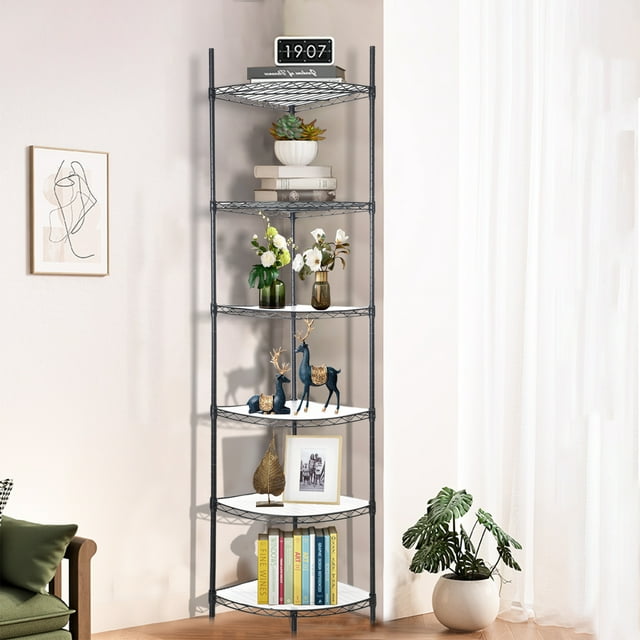 LoLado 6 Tier Shelf Corner Wire Shelf Rack Adjustable Metal Heavy Duty ...