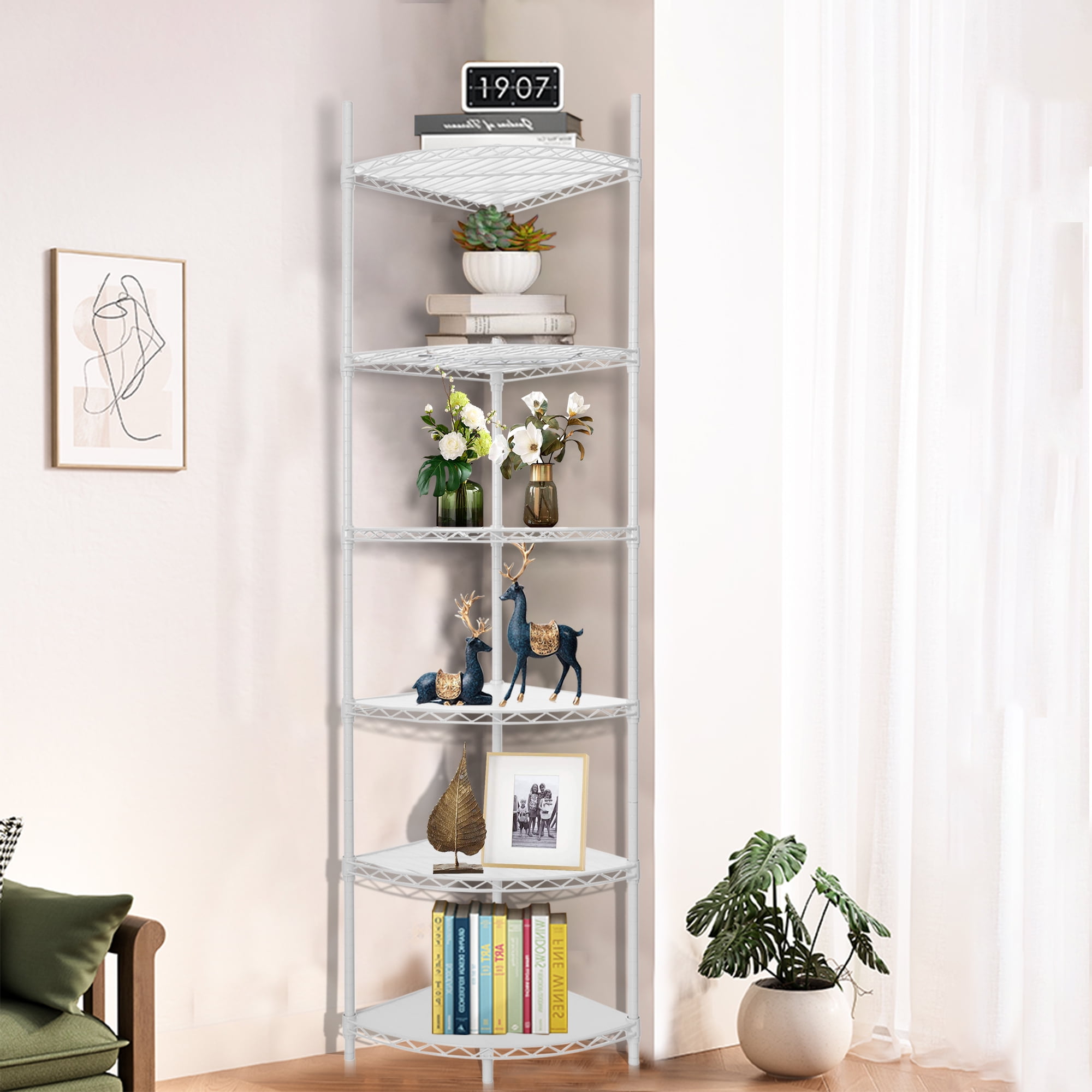 LoLado 6 Tier Shelf Corner Wire Shelf Rack Adjustable Metal Heavy Duty ...