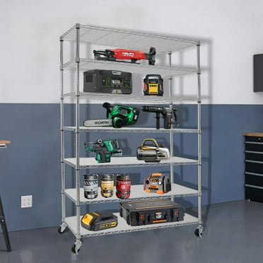 Dkelincs 6 Tier Wire Shelving Unit with Wheels Adjustable Metal Storage ...