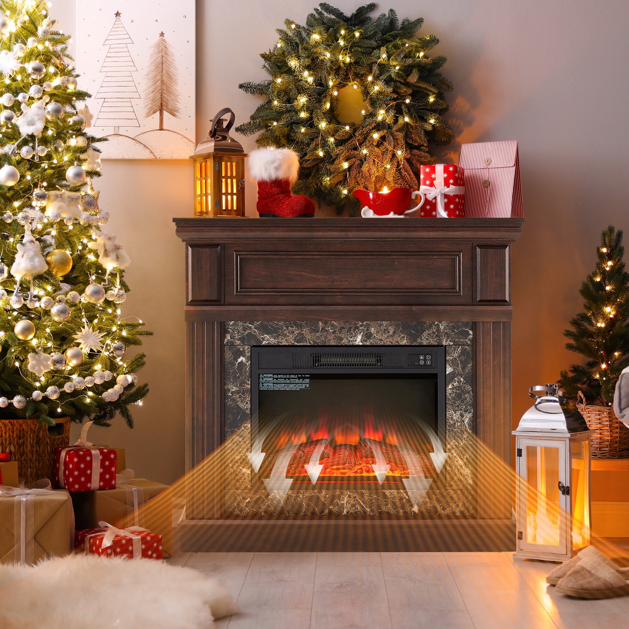 LoLado Electric Fireplace with Mantel, Free Standing Fireplace Heater ...