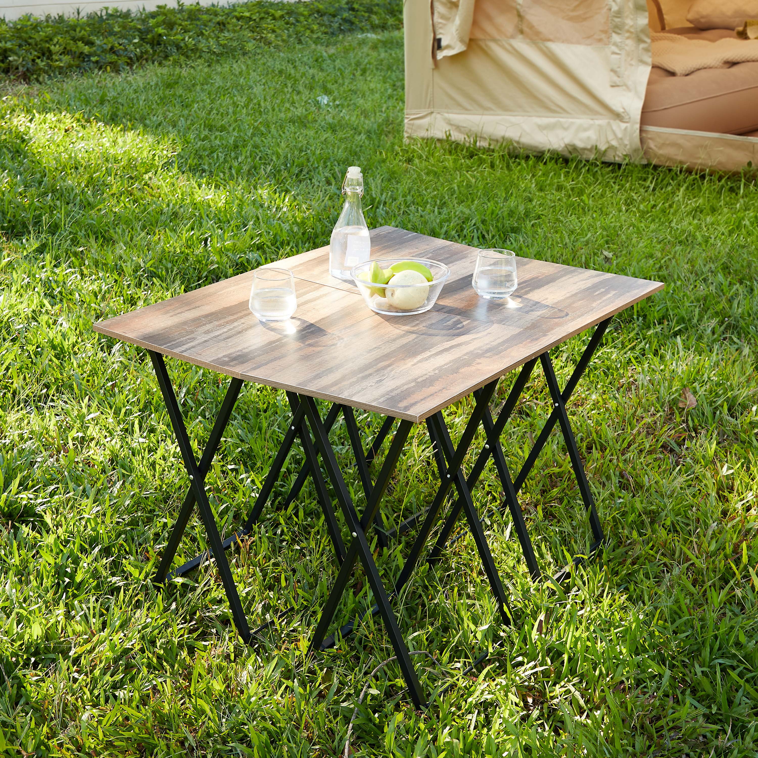 LoLado Set of 4 Folding Office Table, Wood Folding TV Tray Tables with ...