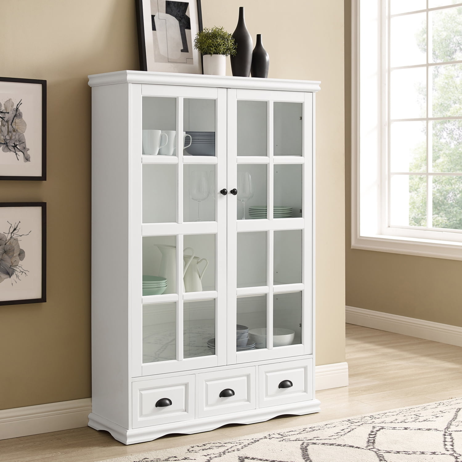LoLado Storage Cabinet with Tempered Glass Doors Curio Cabinet with ...