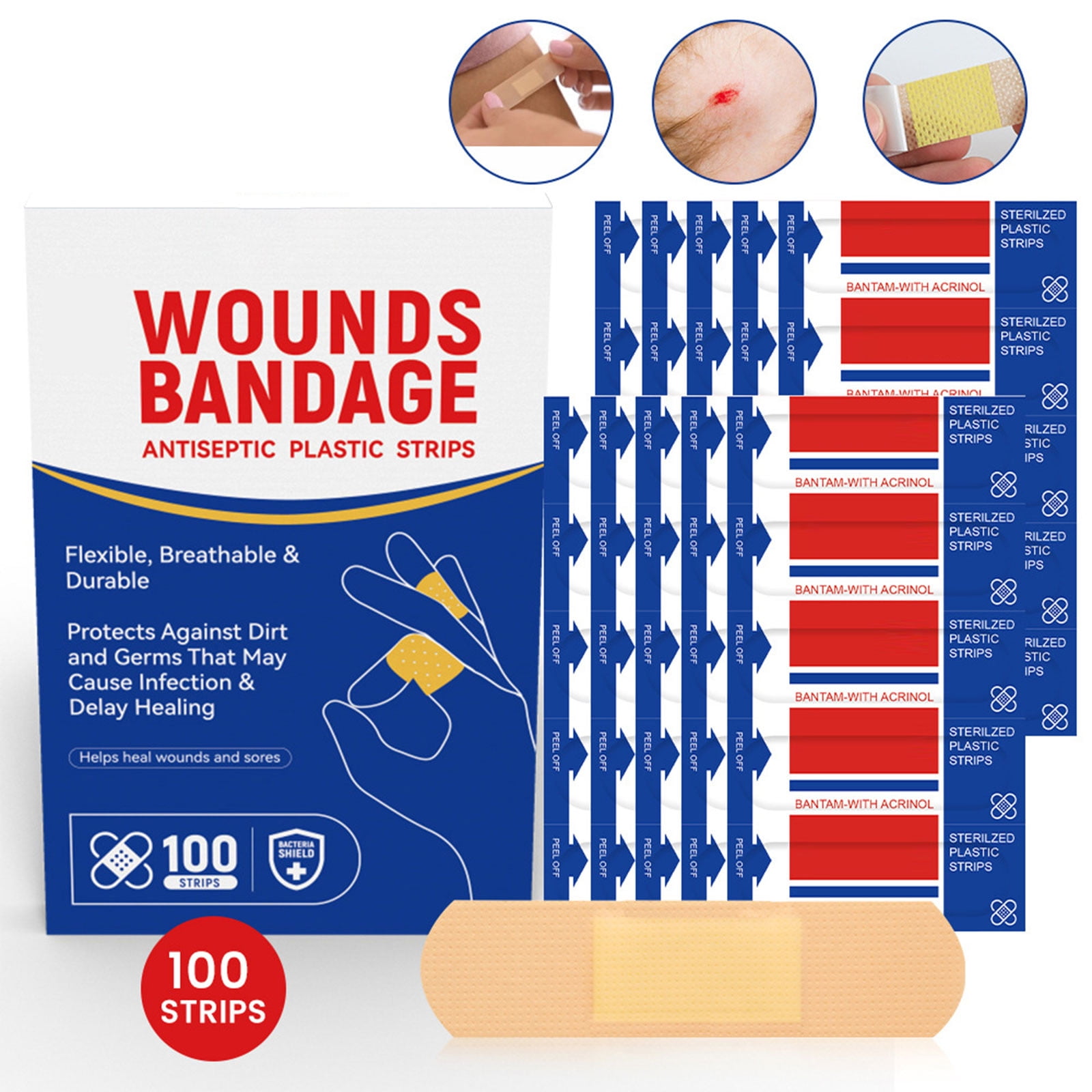 LoTiSee Wound Dressing Tape 100 Patch Box Flexible Strips Plaster Wound ...