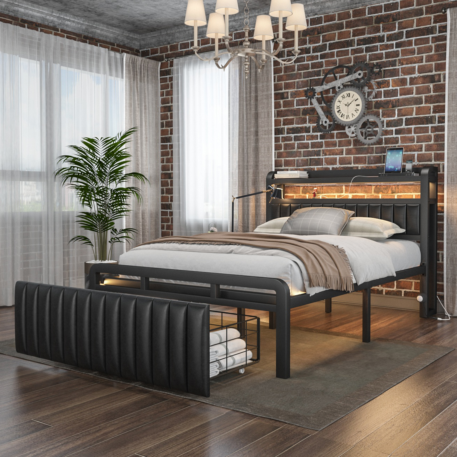 Metal Daybed,Upholstered Headboard,Electrical Outlet,USB Port,with ...