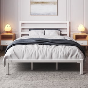 Simenmax Full Size Bed Frame, Rustic Metal with Headboard, Underbed ...