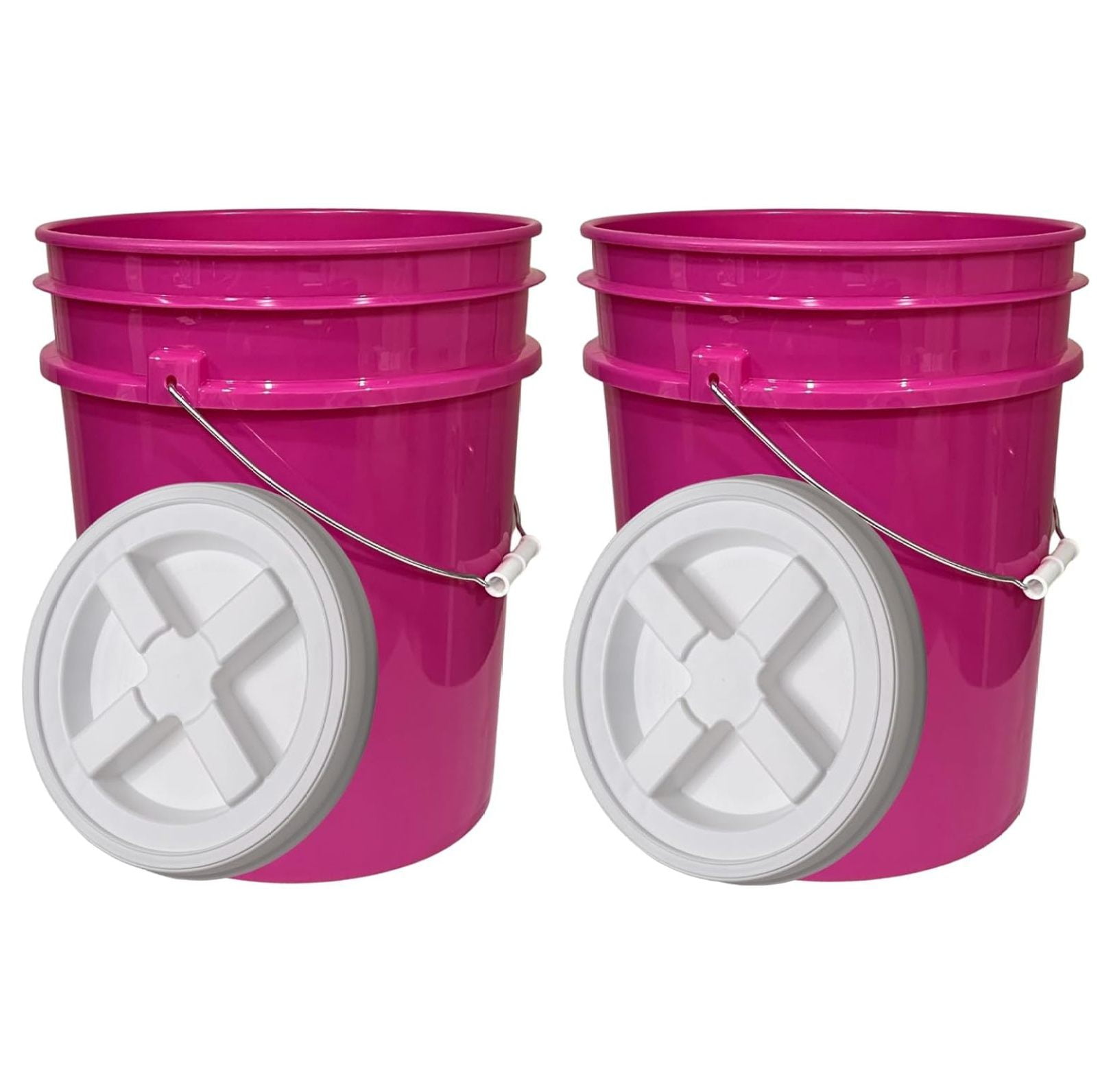 LoWyiL 5 Gallon Magenta Food Grade Bucket with Screw on Lid- Pack of 2 ...