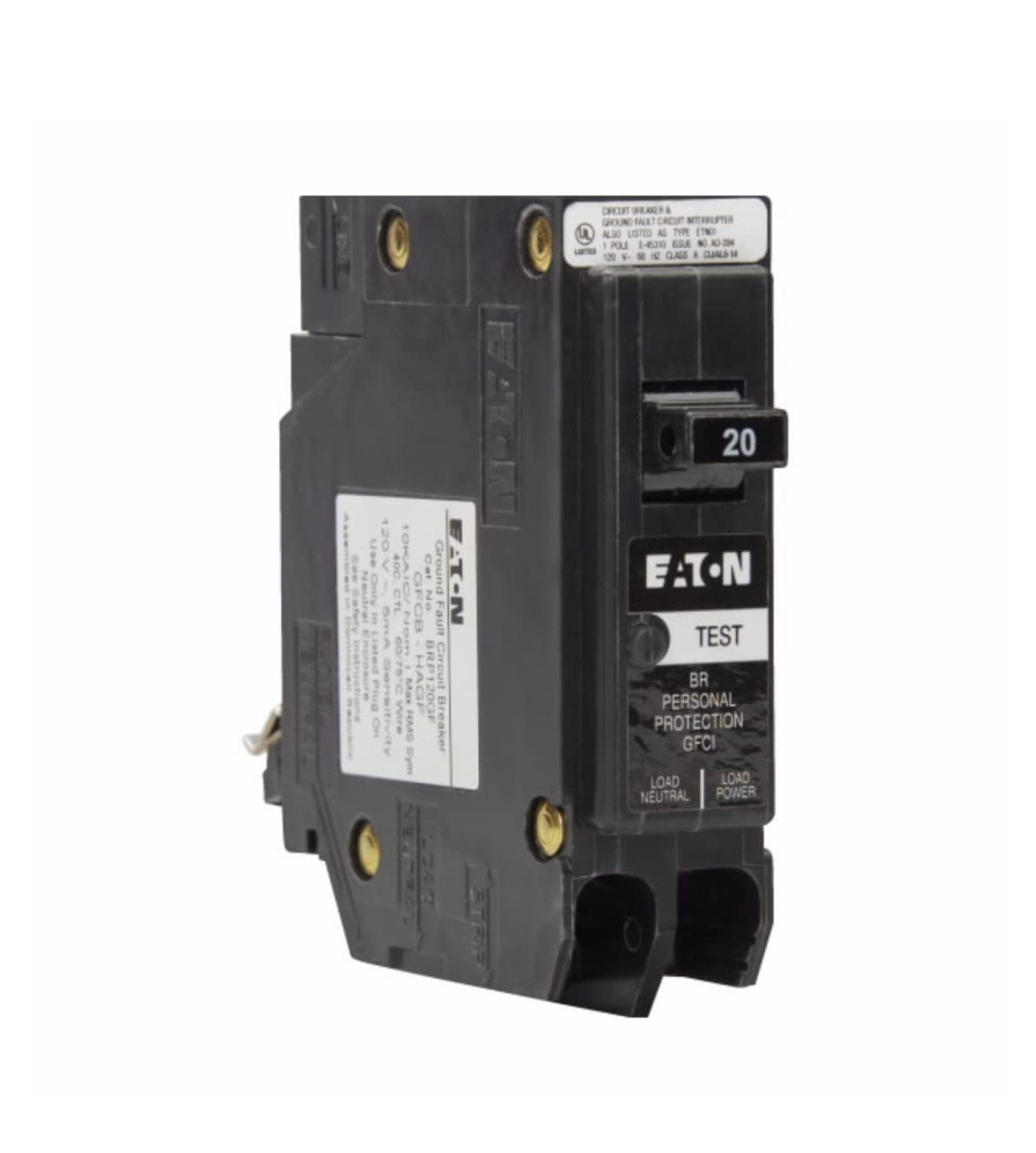 LoWyiL BRP120GF Breaker, 20A, 1P, 120V, 10 kAIC, Type BR Ground Fault ...