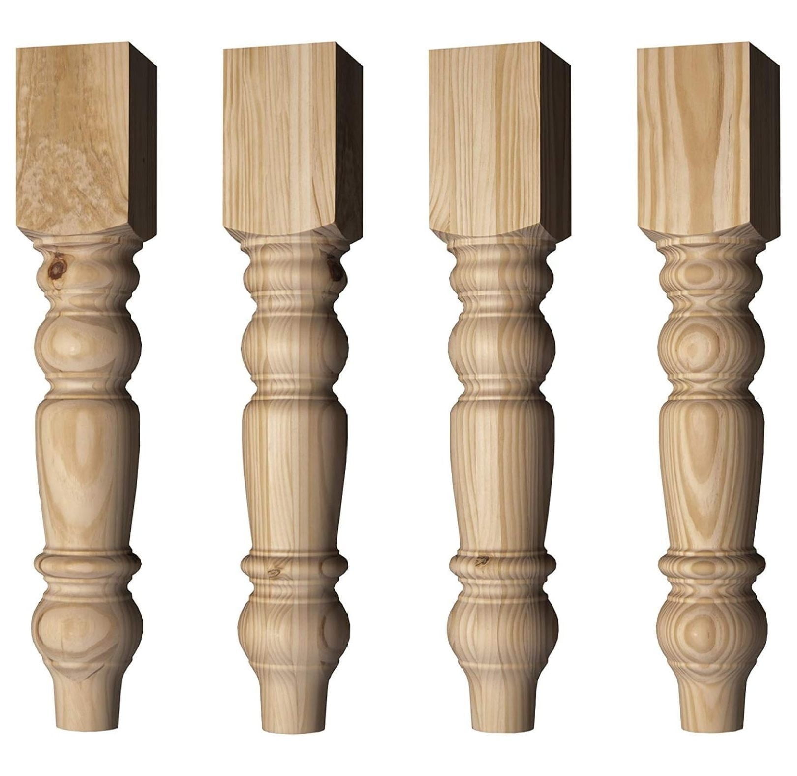 LoWyiL Unfinished Pine Wood Turned Legs, 5 in Height, Set of 4 ...