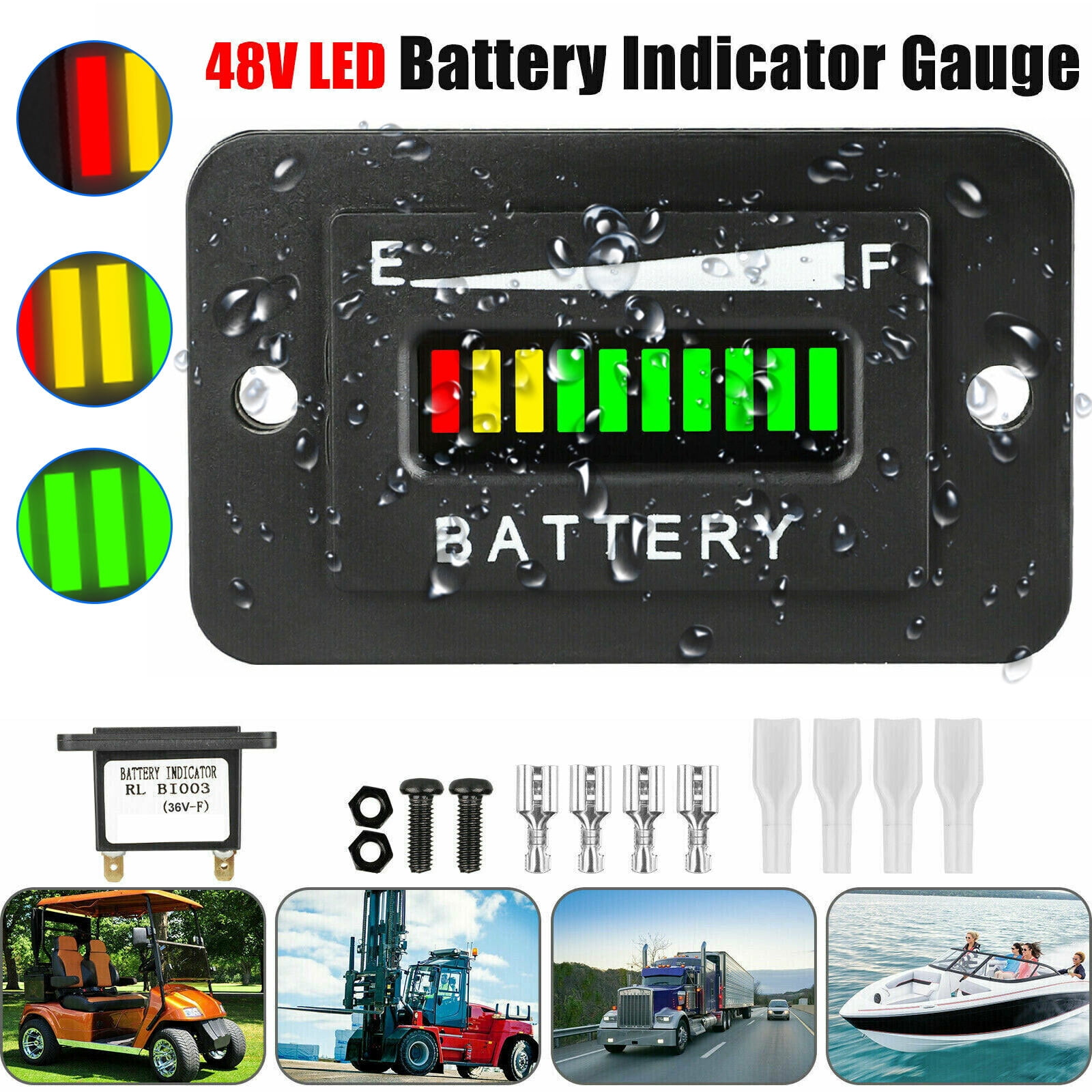 LoYaa 48V LED Battery Indicator Meter Gauge for Ezgo Club Car Yamaha ...