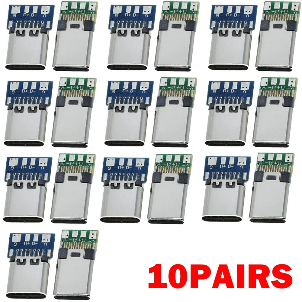 LoYaa 5/10Pair USB 3.1 Type C Male+Female DIY Solder Plug PCB Connector ...