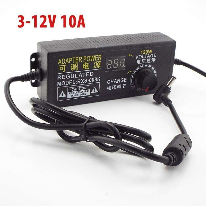 LoYaa AC/DC Adjustable Power Supply Adapter Variable Voltage 3V-12V 10A ...