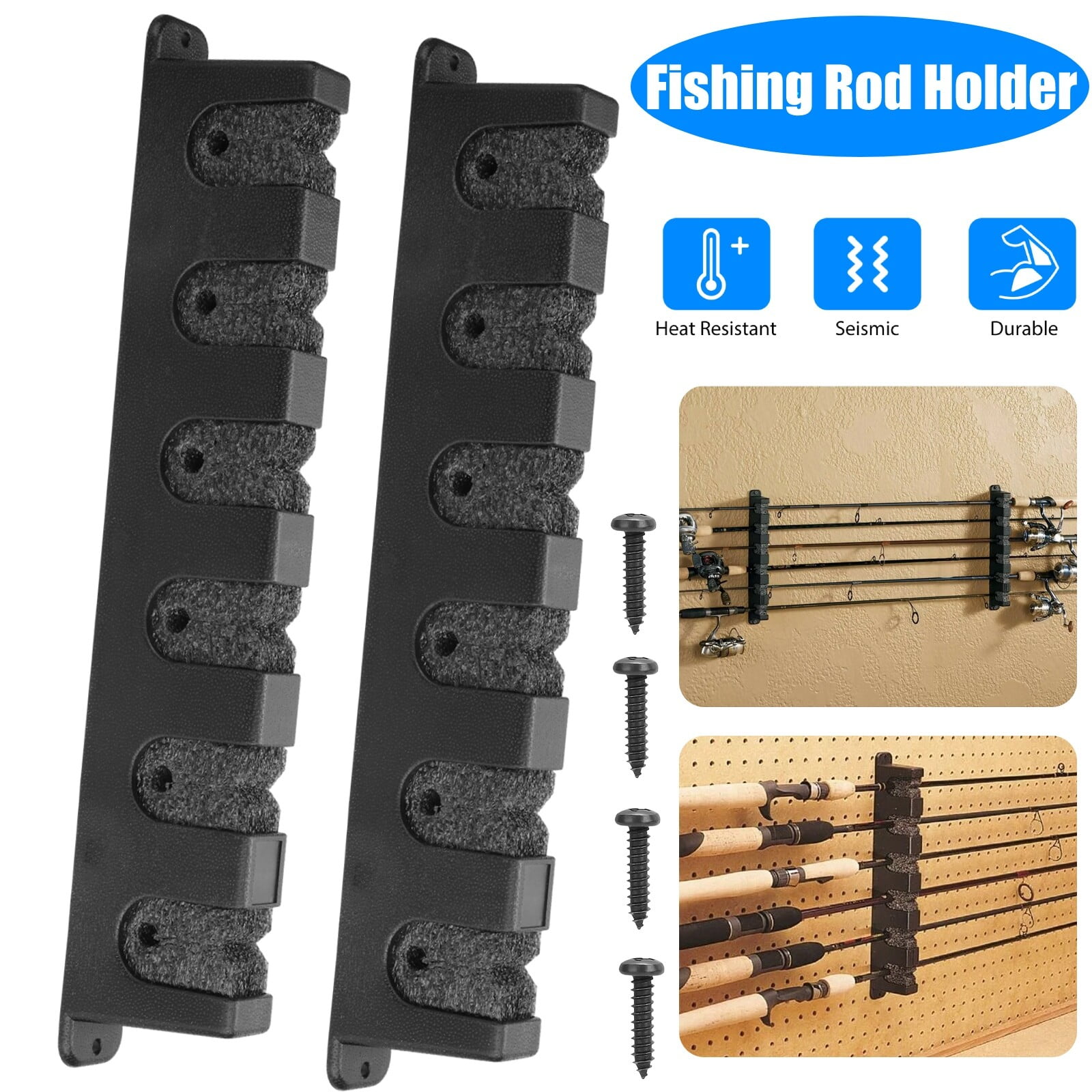 LoYaa Horizontal Boat Fishing 6 Rod Rack Wall Mount Vertical Holder ...
