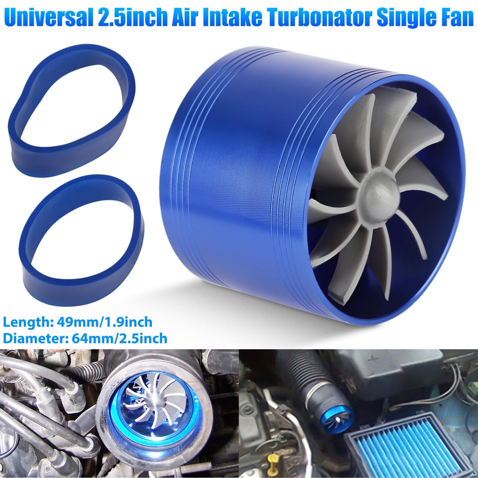 LoYaa Universal 2.5" Turbo Cold Air Intake Turbonator Hose Single Fan ...