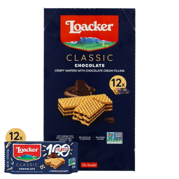 Loacker Classic Chocolate Wafers, Crunchy Creme-filled Snack, Non-GMO ...