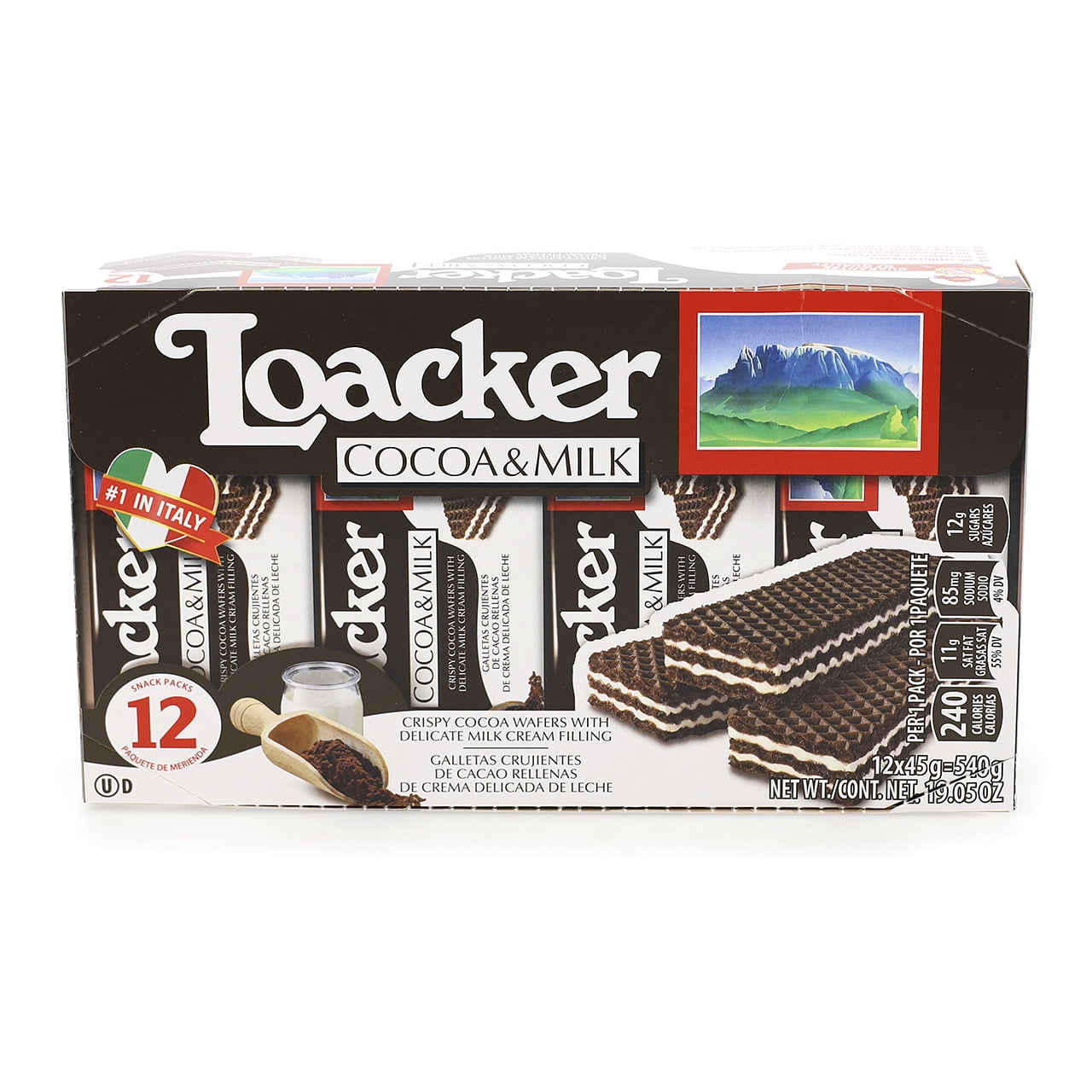 Loacker Classic Cocoa&Milk Wafers, Crème-filled Wafer Snack, 45g/1.59oz ...