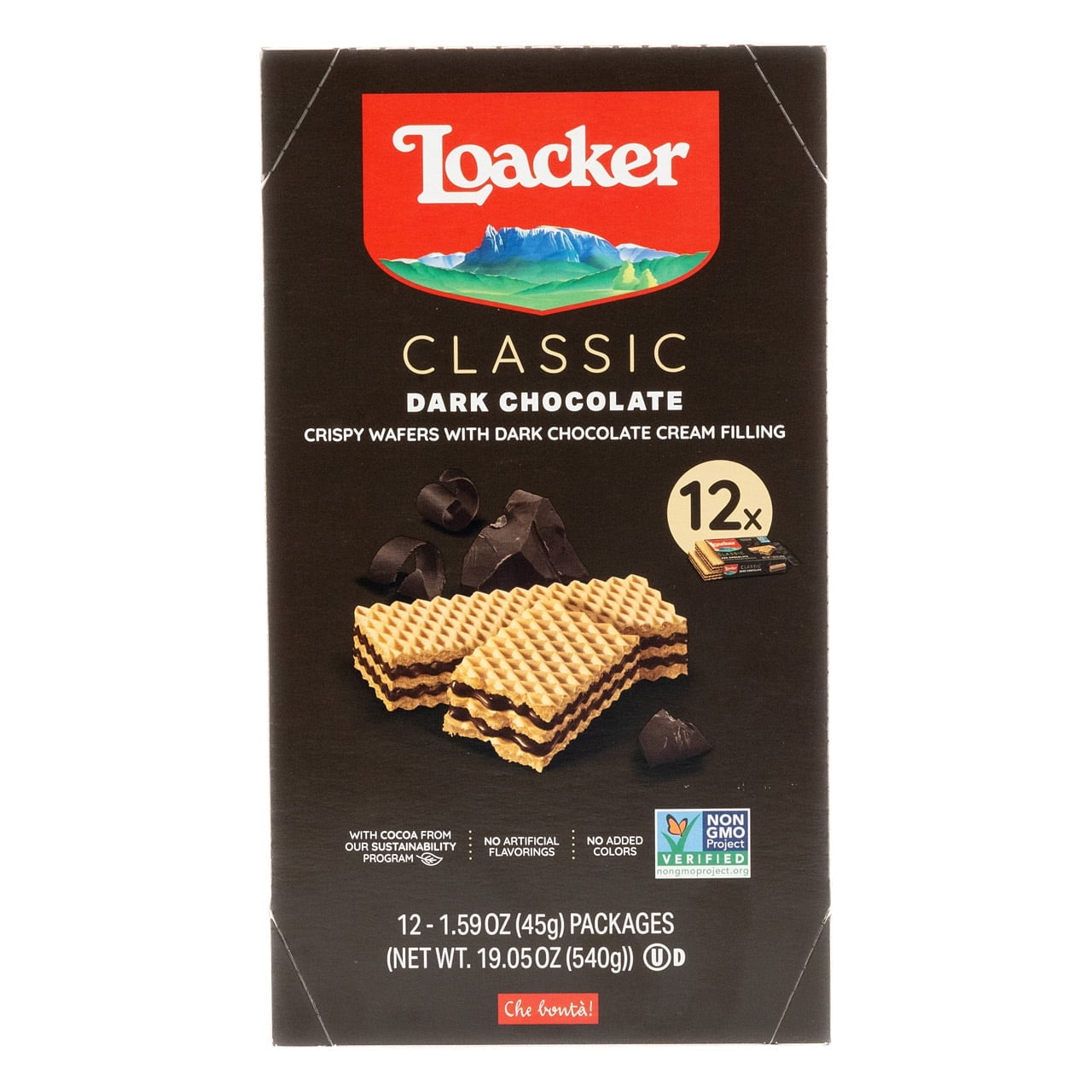 Loacker Classic Dark Chocolate Wafers, Crème-filled Wafer Snack, 45g/1 ...